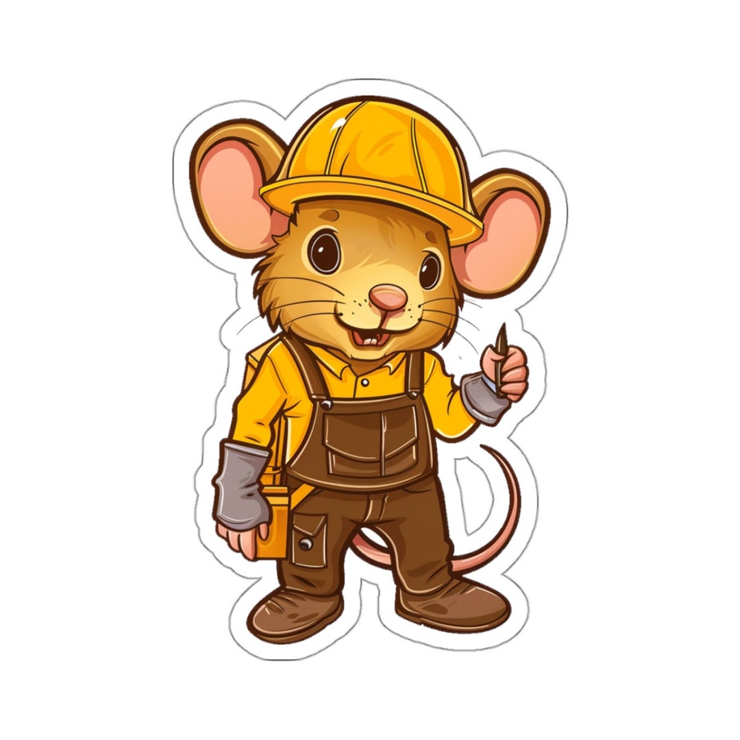 Construction Mouse Sticker: Hardworking Vinyl Decal - Etsy