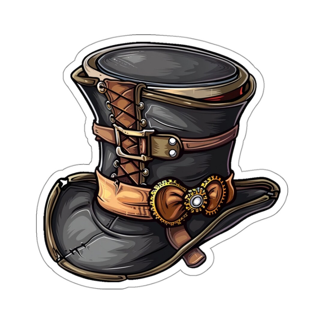 Classy Steampunk Top Hat Sticker, Vintage-style Gear, Cool Decor ...