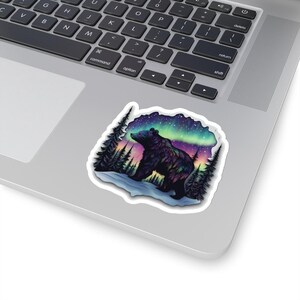 Majestic Bear & Northern Lights Sticker, Perfect for Nature Lovers and ...