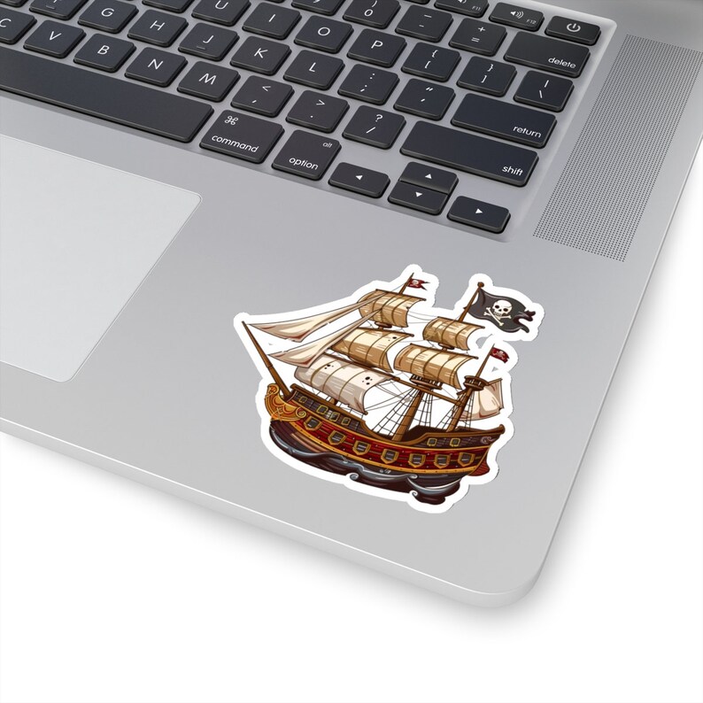Sail the High Seas, Pirate Ship Sticker, Vintage Style Nautical Decor ...