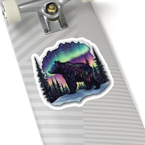 Majestic Bear & Northern Lights Sticker, Perfect for Nature Lovers and ...
