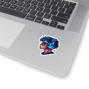 Cyber Gear Prodigy, Futuristic Young Man Sticker, Perfect for Gamers ...