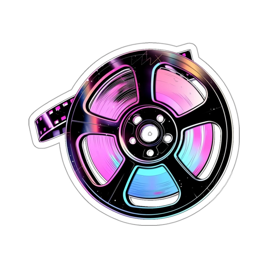 Retro Synthwave Film Reel Sticker, Cool Vintage Vibe, Perfect for Movie ...