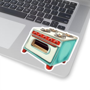Retro Oven Sticker, Vintage-style Kitchen Decor, Turquoise and Red - Etsy