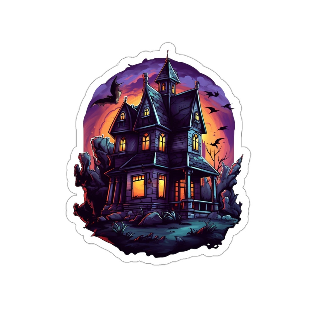 Haunted House Sticker | Creepy Mansion Decal | Goth Dorm Decor | Laptop ...