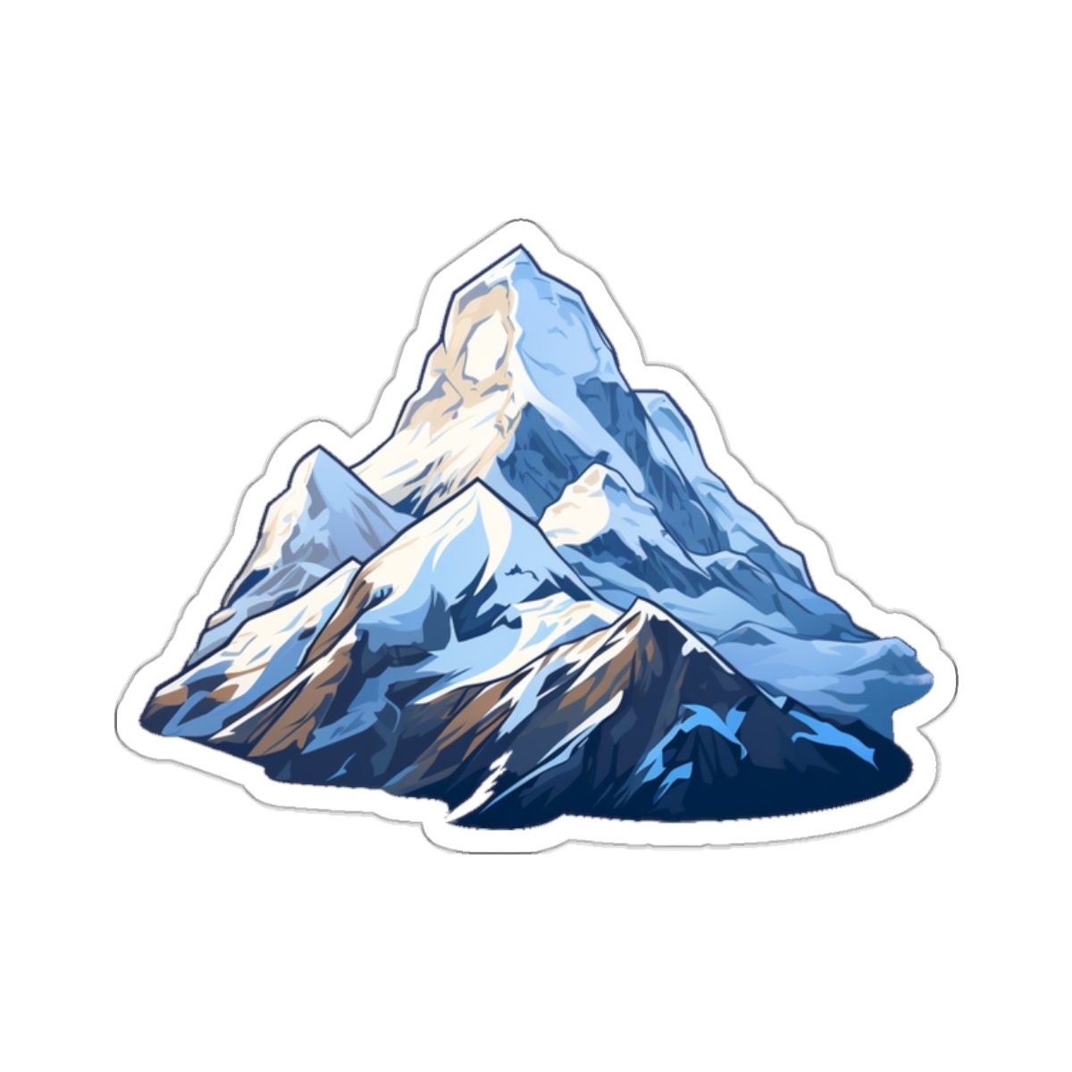 Majestic Mountain Peaks Sticker, Snowy Summit, Nature Lover, Hiking ...
