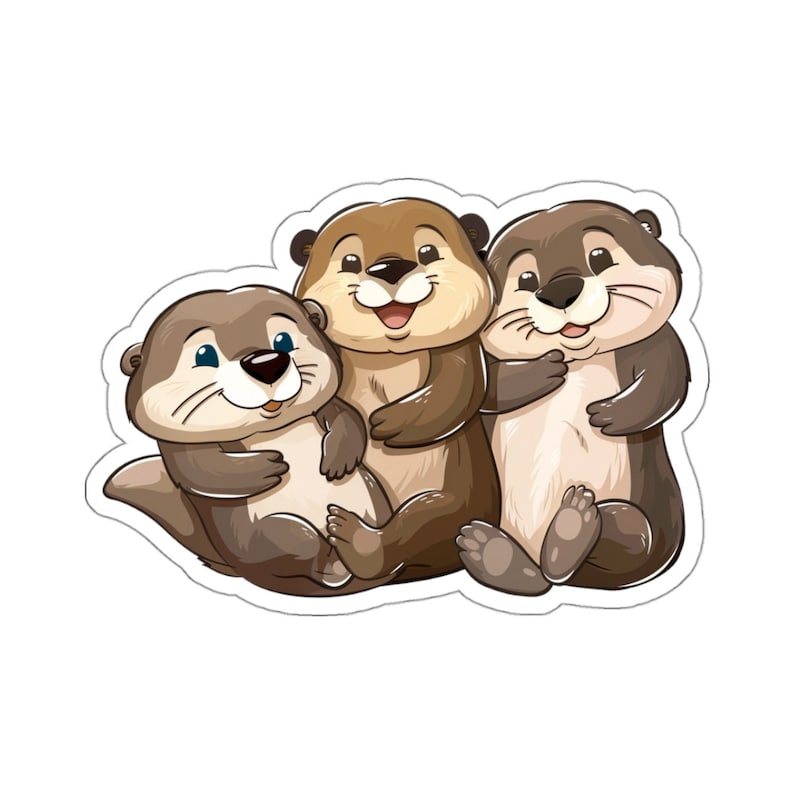 Playful Otters Sticker Pack, Cute Animal Decals, Perfect for Laptops ...