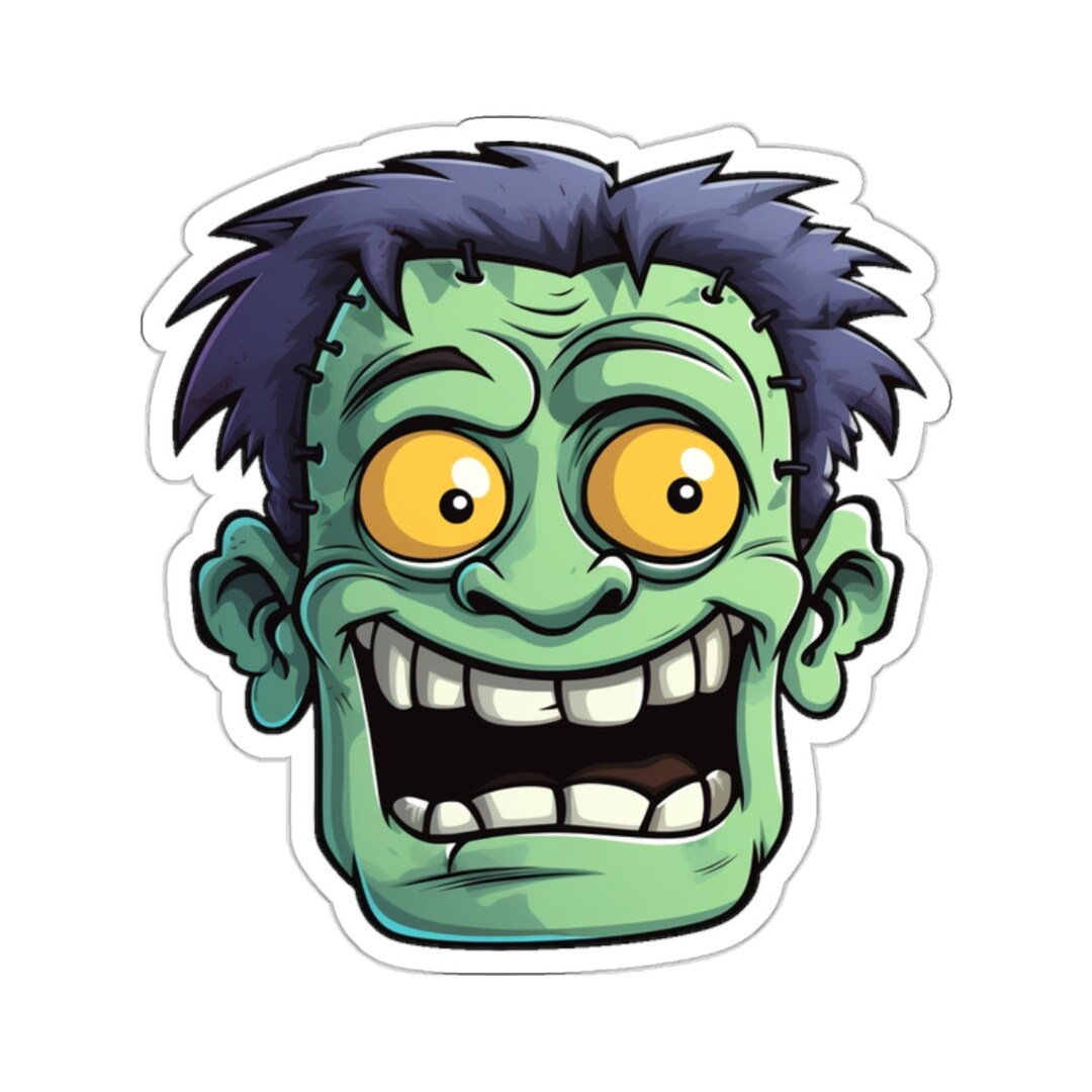 Goofy Frankenstein’s Monster Sticker, Cartoonish Halloween Fun, Bold ...