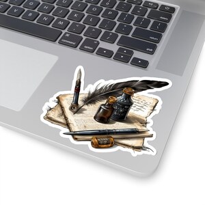 Ink & Quill | Vintage-style Writing Set Sticker | Retro Charm for ...