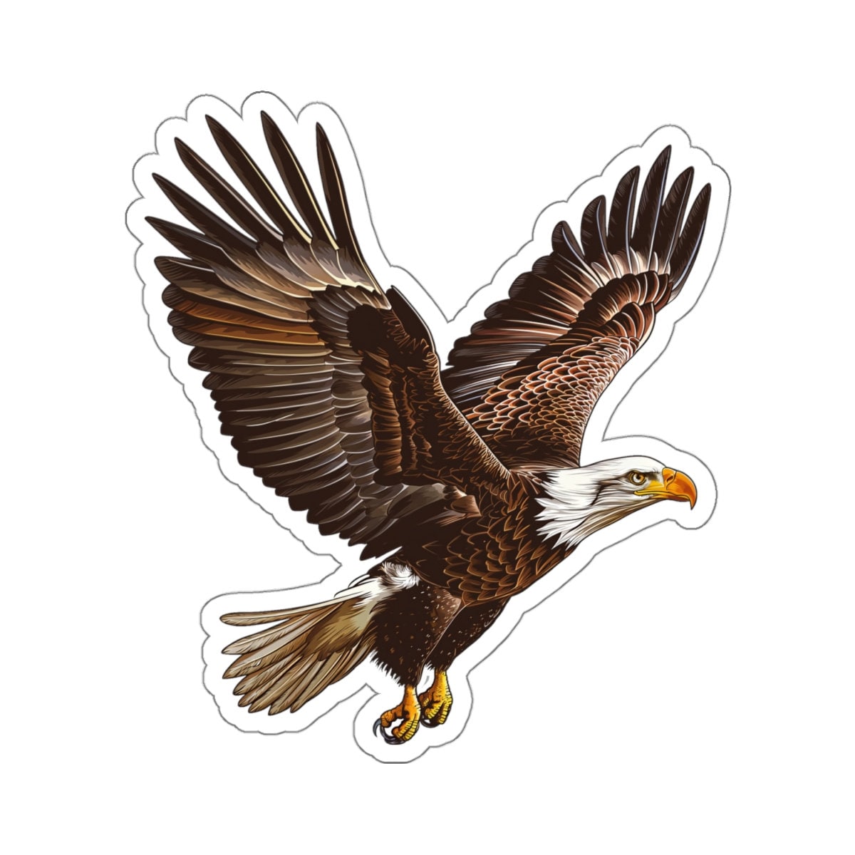 Soaring Bald Eagle Sticker, Majestic Eagle Design, Patriotic Sticker ...