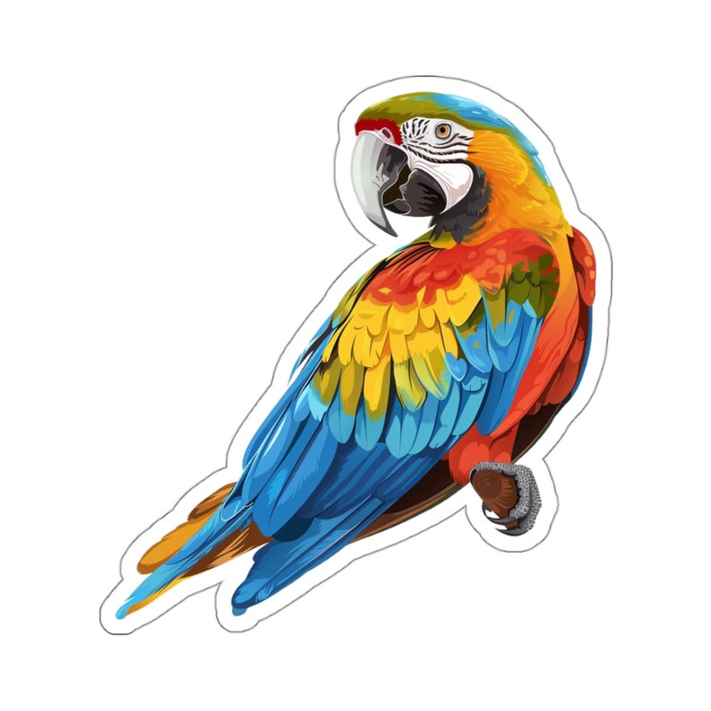 Parrot Perfection, Colorful Bird Sticker, Jungle Vibes, Laptop & Water ...