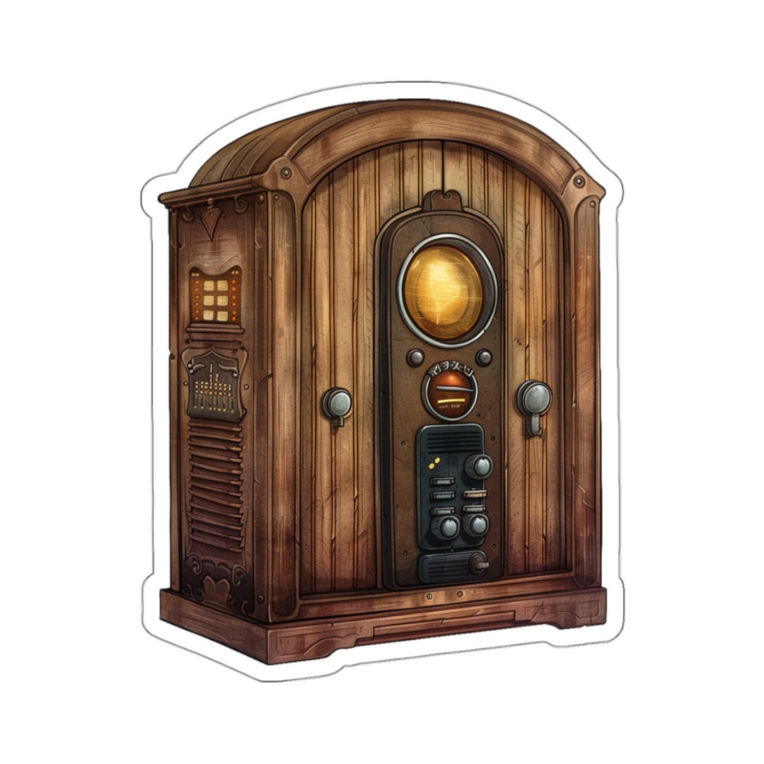 Retro Radio Vibes, Vintage-style Wooden Cabinet Sticker, Perfect for ...