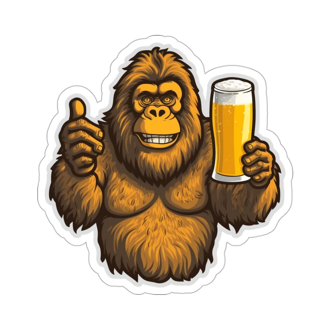 Bigfoot's Brewski Bash | Vinyl Sticker | Bigfoot Drinking Beer | Thumbs ...