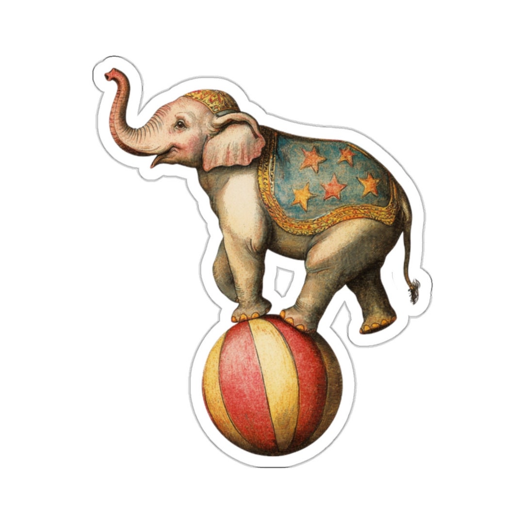 Vintage-style Circus Elephant Sticker, Retro Style Vinyl Decal - Etsy