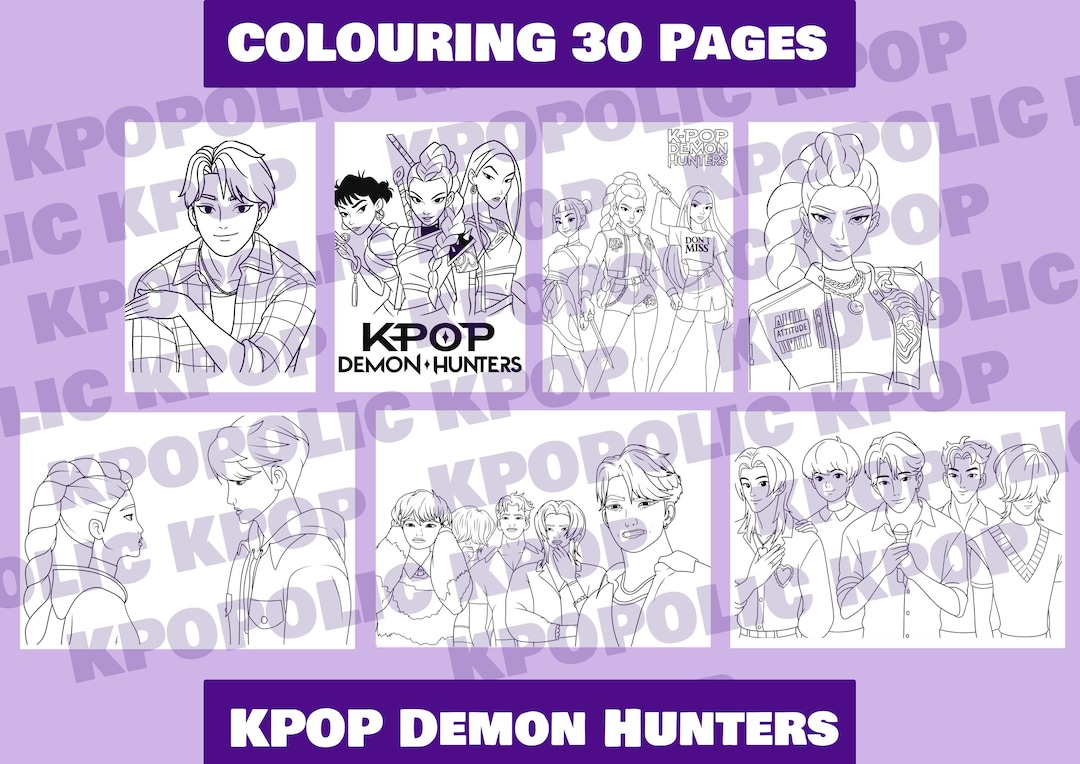 K- Pop Demon Hunters A4 Coloring 30 Pages - Etsy