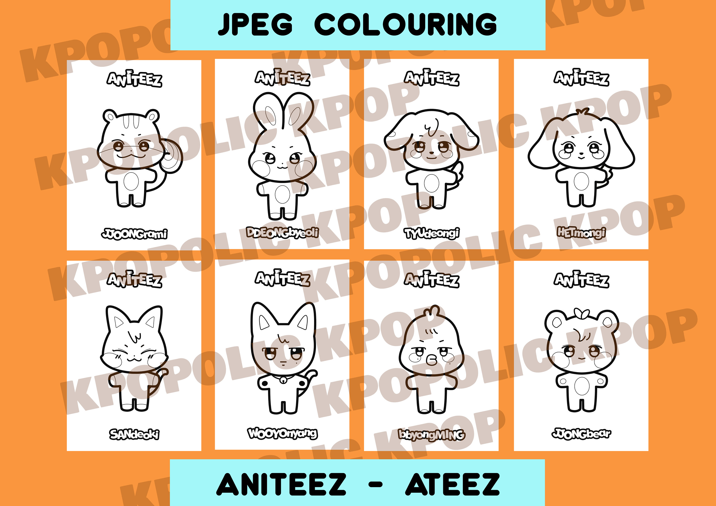 Digital Download ATEEZ ANITEEZ A3 COLORING - Etsy