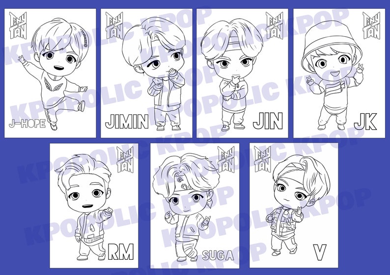 Descarga digital BTS Tinytan A3 para colorear - Etsy México
