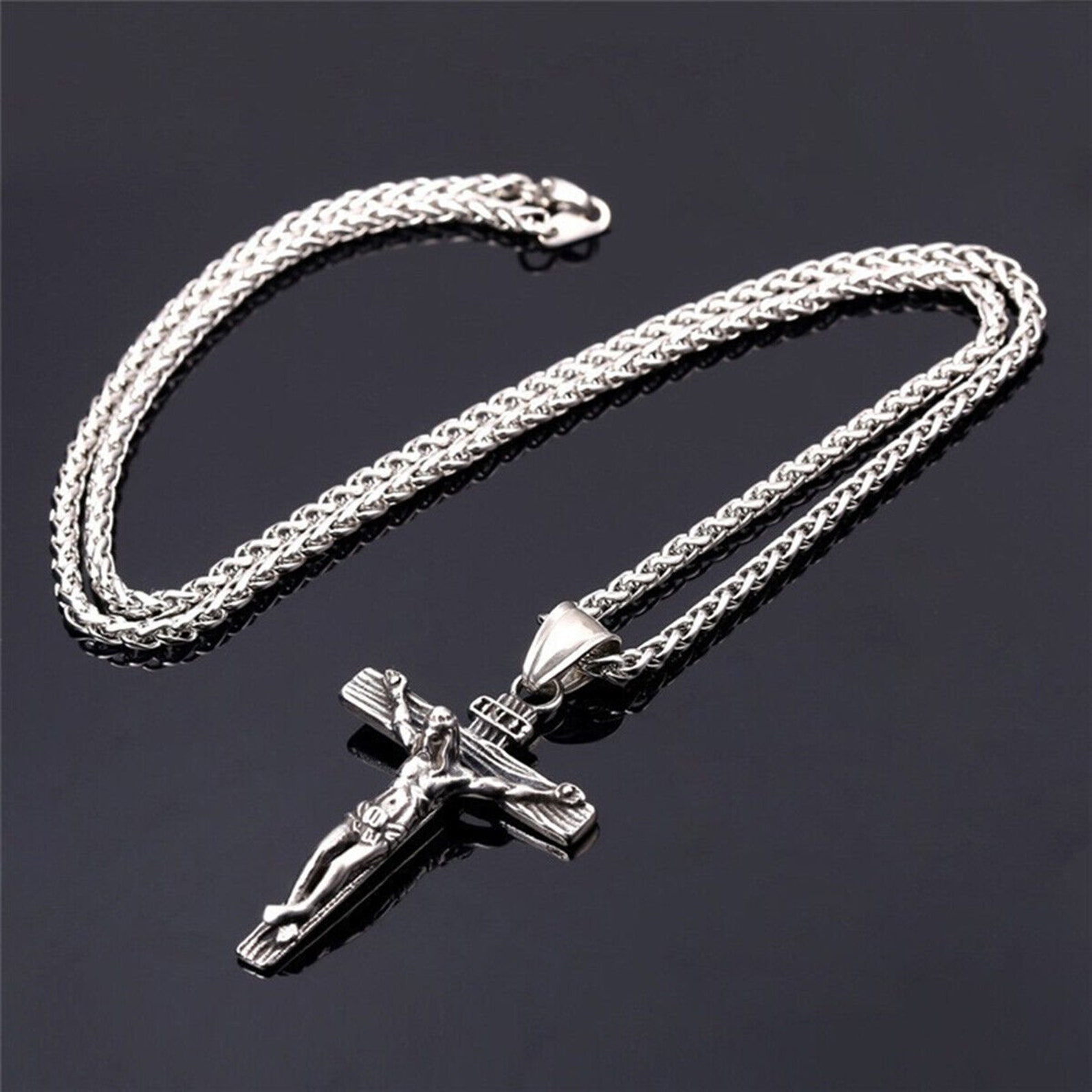 Fashionable Stainless Steel Jesus Christ Crucifix Cross Pendant Chain ...