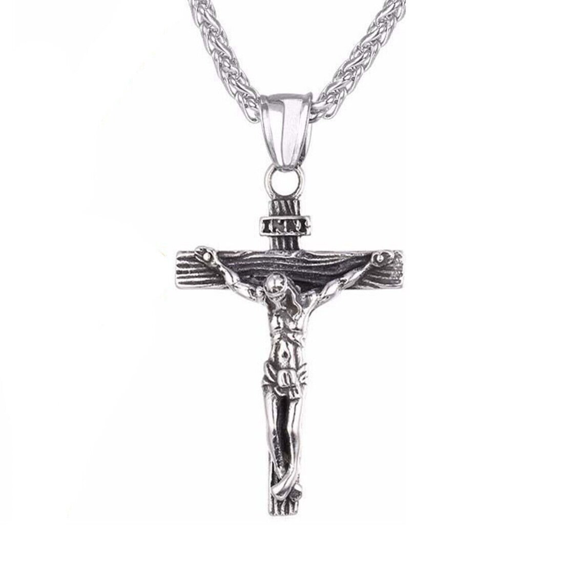 Fashionable Stainless Steel Jesus Christ Crucifix Cross Pendant Chain ...