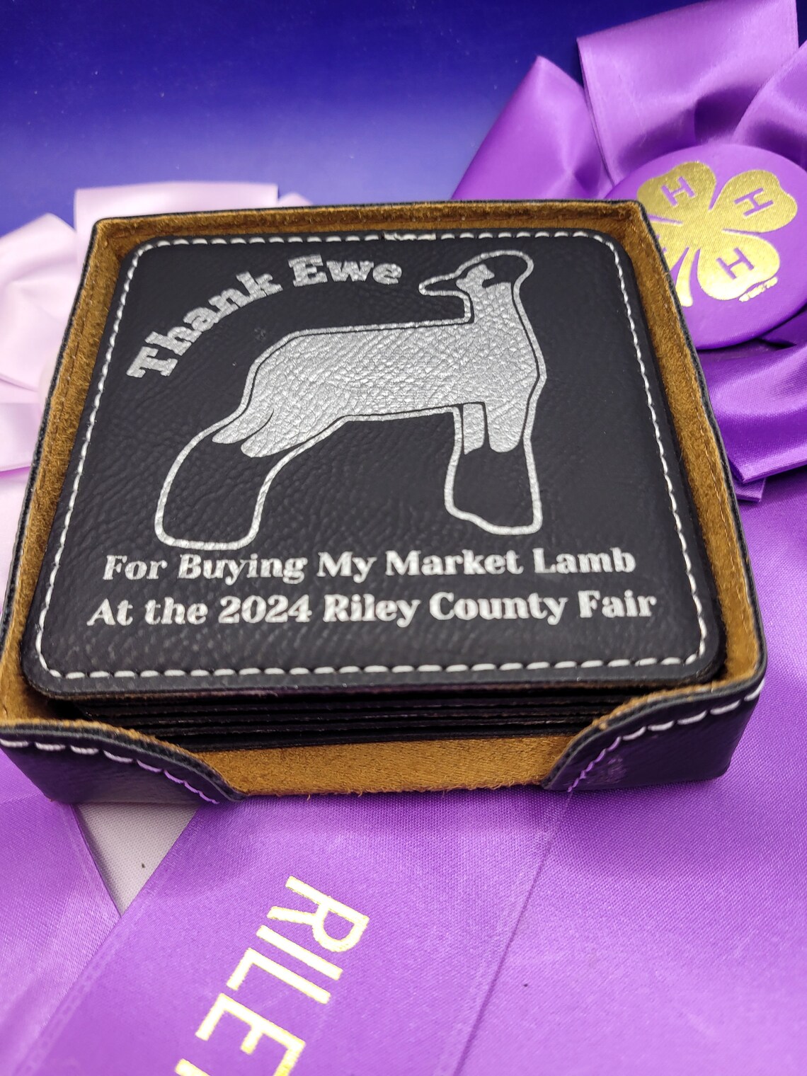 Custom Show Sheep Coaster Set: "thank Ewe" Livestock Gift - Etsy