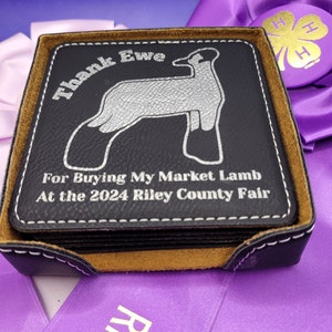 Custom Show Sheep Coaster Set: "thank Ewe" Livestock Gift - Etsy