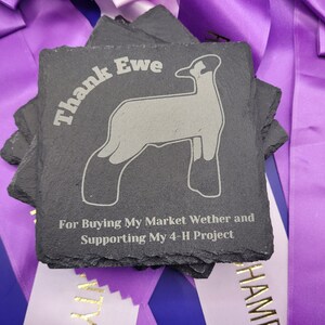 Custom Show Sheep Slate Coaster Set: Thank Ewe Gift - Etsy
