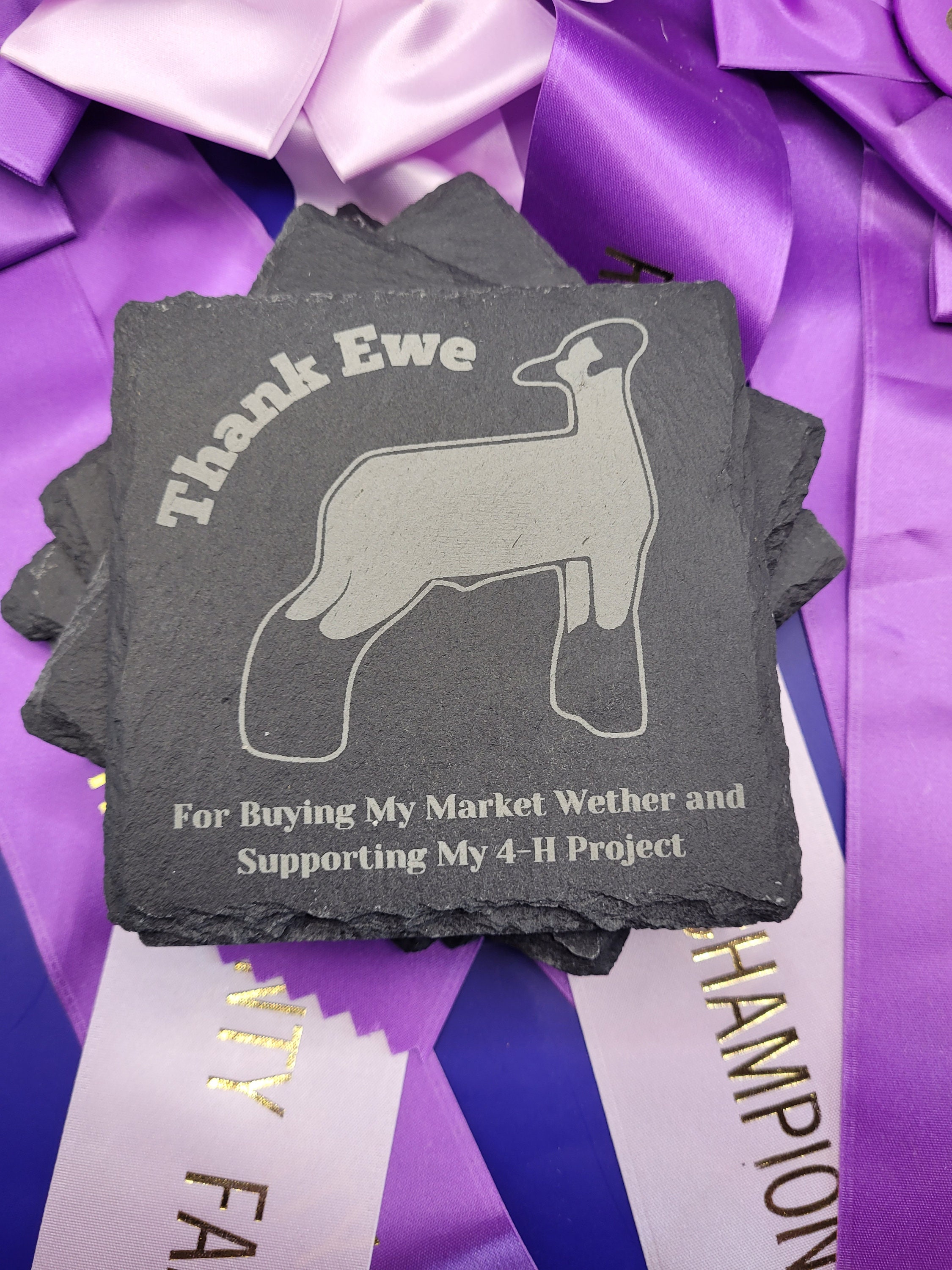 Custom Show Sheep Slate Coaster Set: Thank Ewe Gift - Etsy