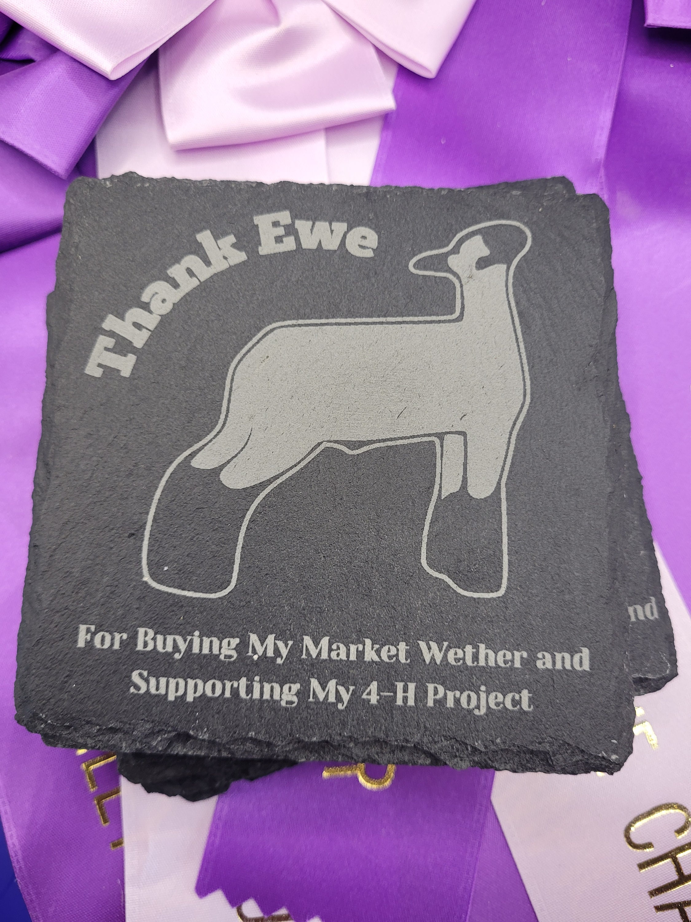 Custom Show Sheep Slate Coaster Set: Thank Ewe Gift - Etsy