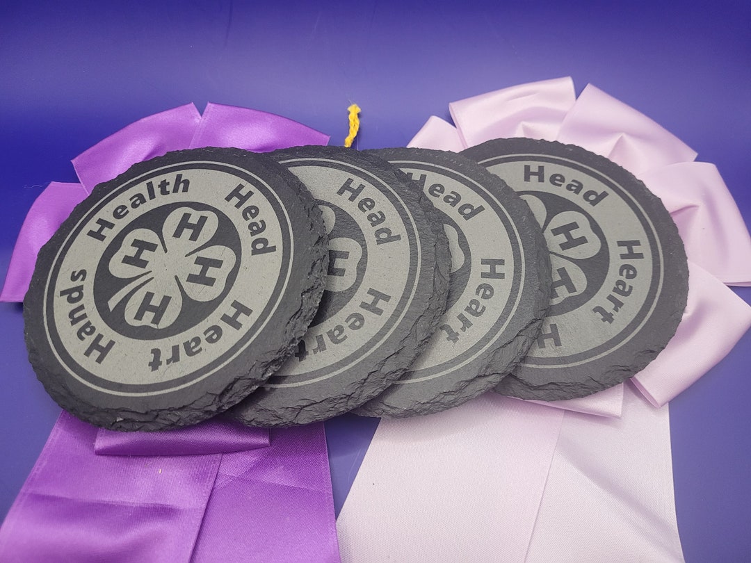4-H Gift Set, Round Clover Slate Coaster Set 4, Gift for Buyer, 4H ...