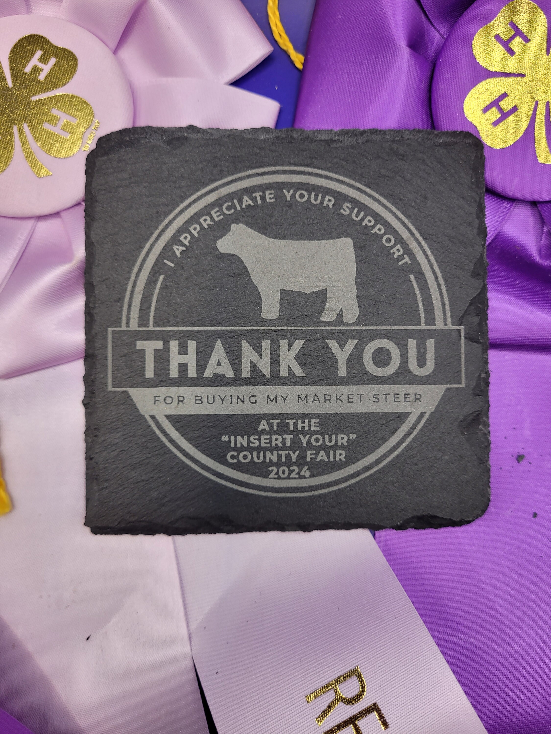 Custom Show Cattle Slate Coaster Set: Market Steer Buyer Gift - Etsy