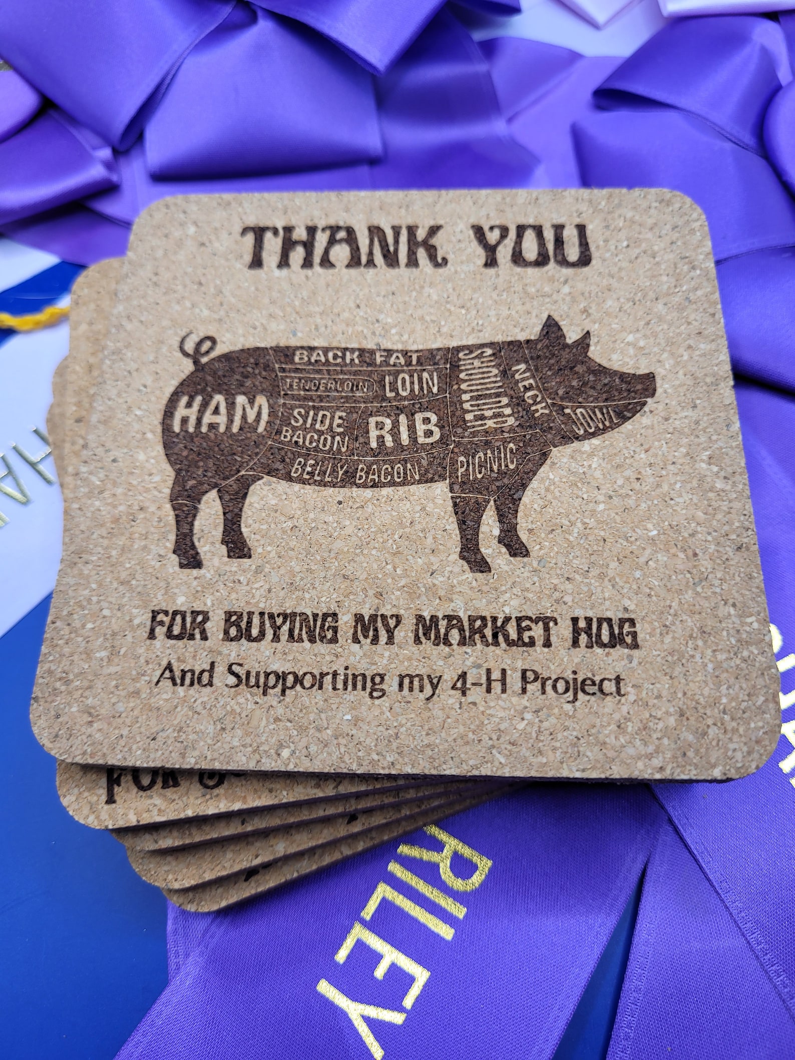 4-H Supporter Gift: Butcher Pork Cuts Cork Coasters - Set of 4 - Etsy