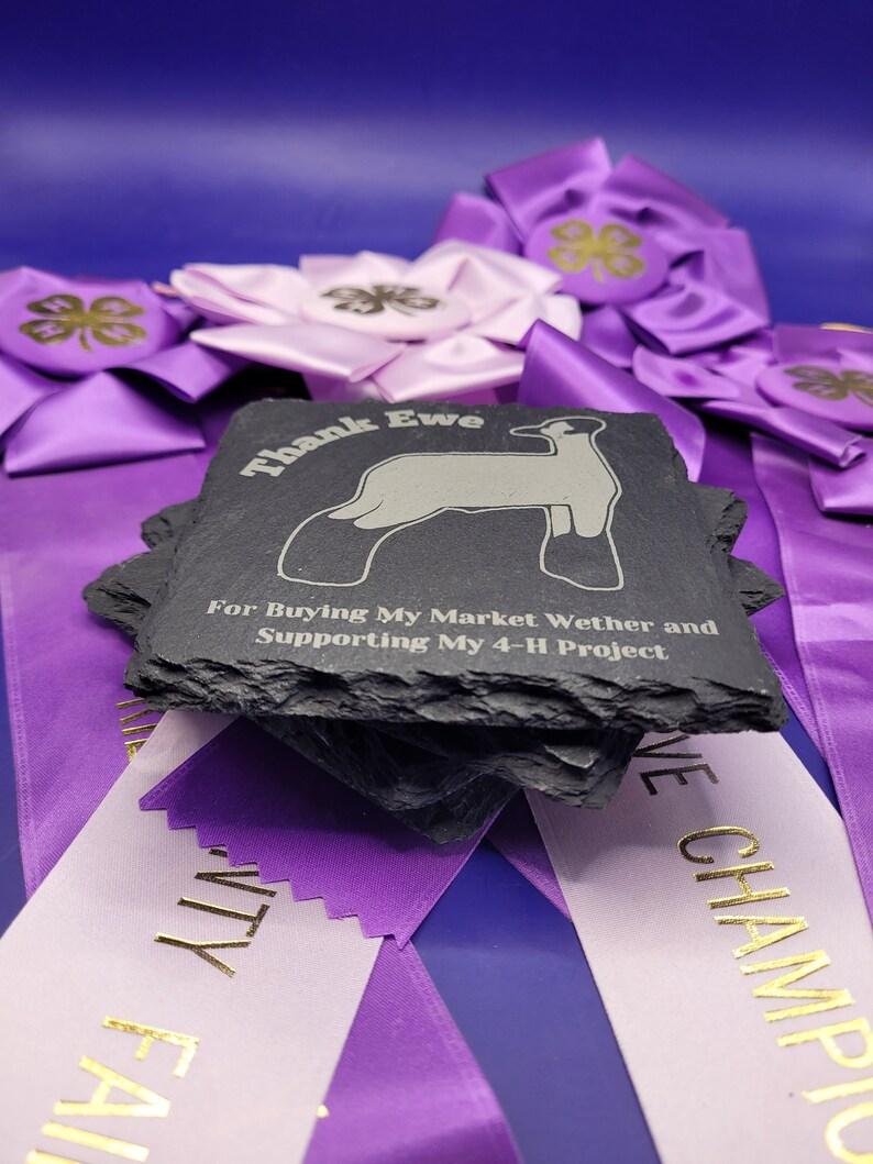 Custom Show Sheep Slate Coaster Set: Thank Ewe Gift - Etsy