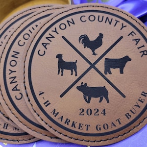 Custom County Fair Gift Set (6) Leatherette Coasters, Rawhide Color ...