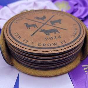 Custom County Fair Gift Set (6) Leatherette Coasters, Rawhide Color ...