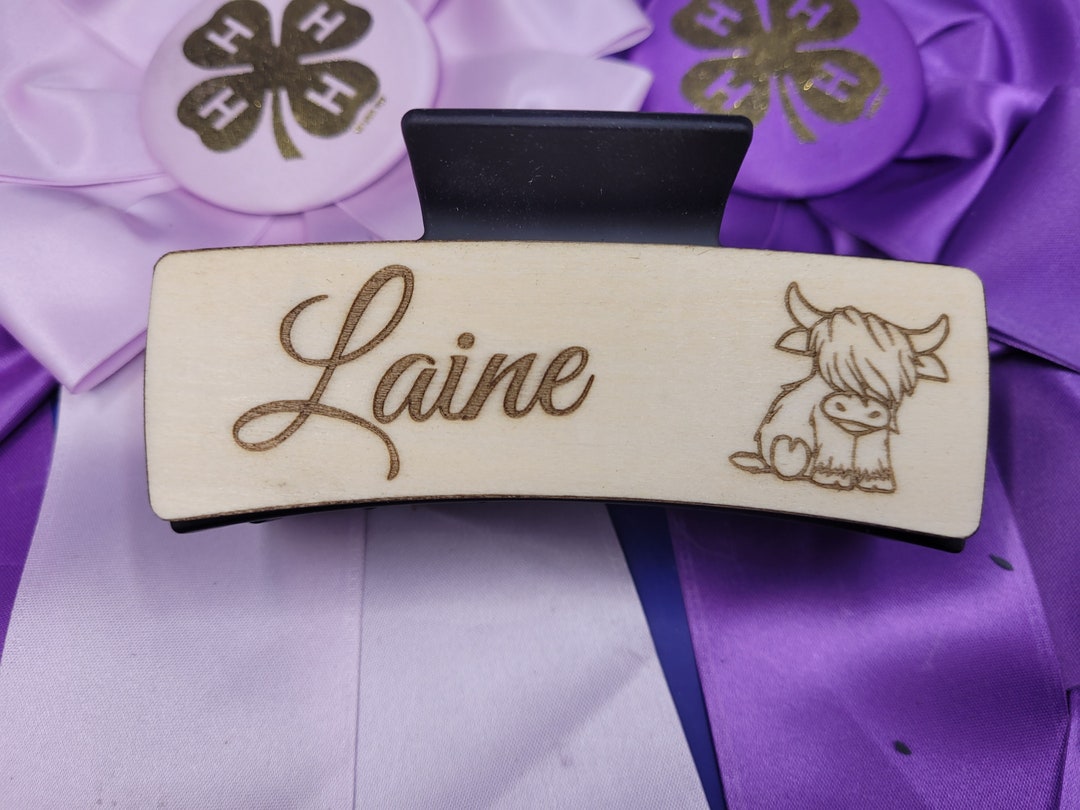 Custom Highland Cow Claw Clips, Set of 2, Personalize W/ Name, Font ...