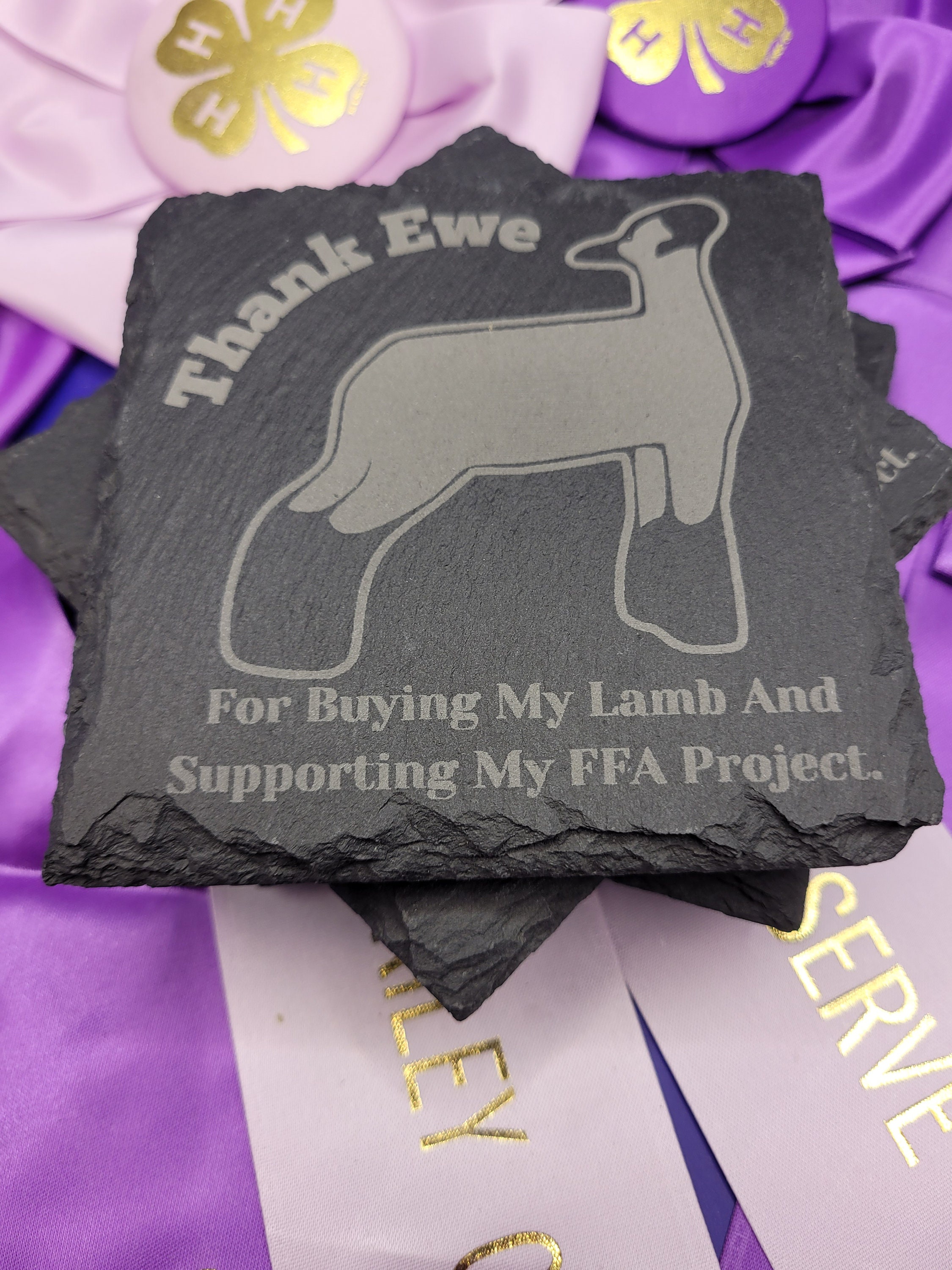 Custom Show Sheep Slate Coaster Set: Thank Ewe Gift - Etsy