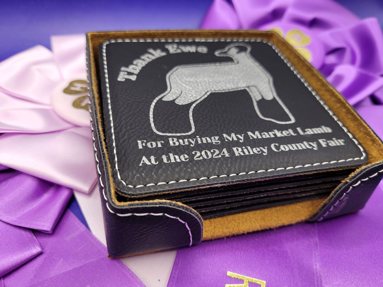 Custom Show Sheep Coaster Set: "thank Ewe" Livestock Gift - Etsy