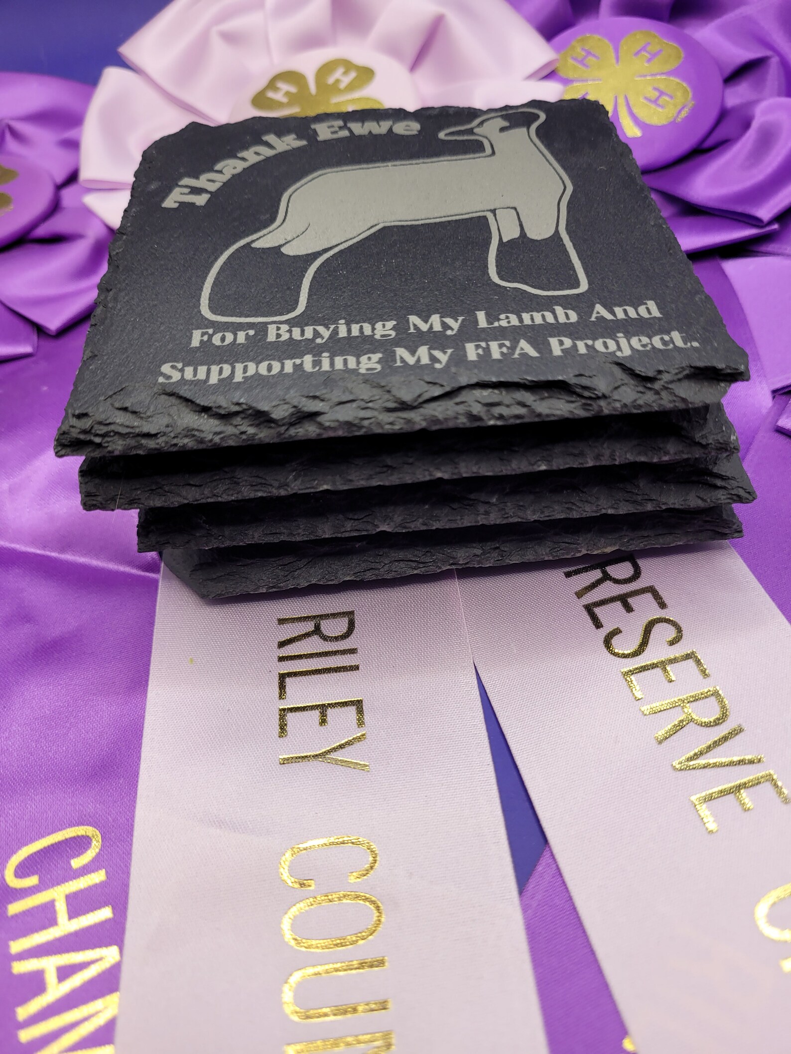Custom Show Sheep Slate Coaster Set: Thank Ewe Gift - Etsy