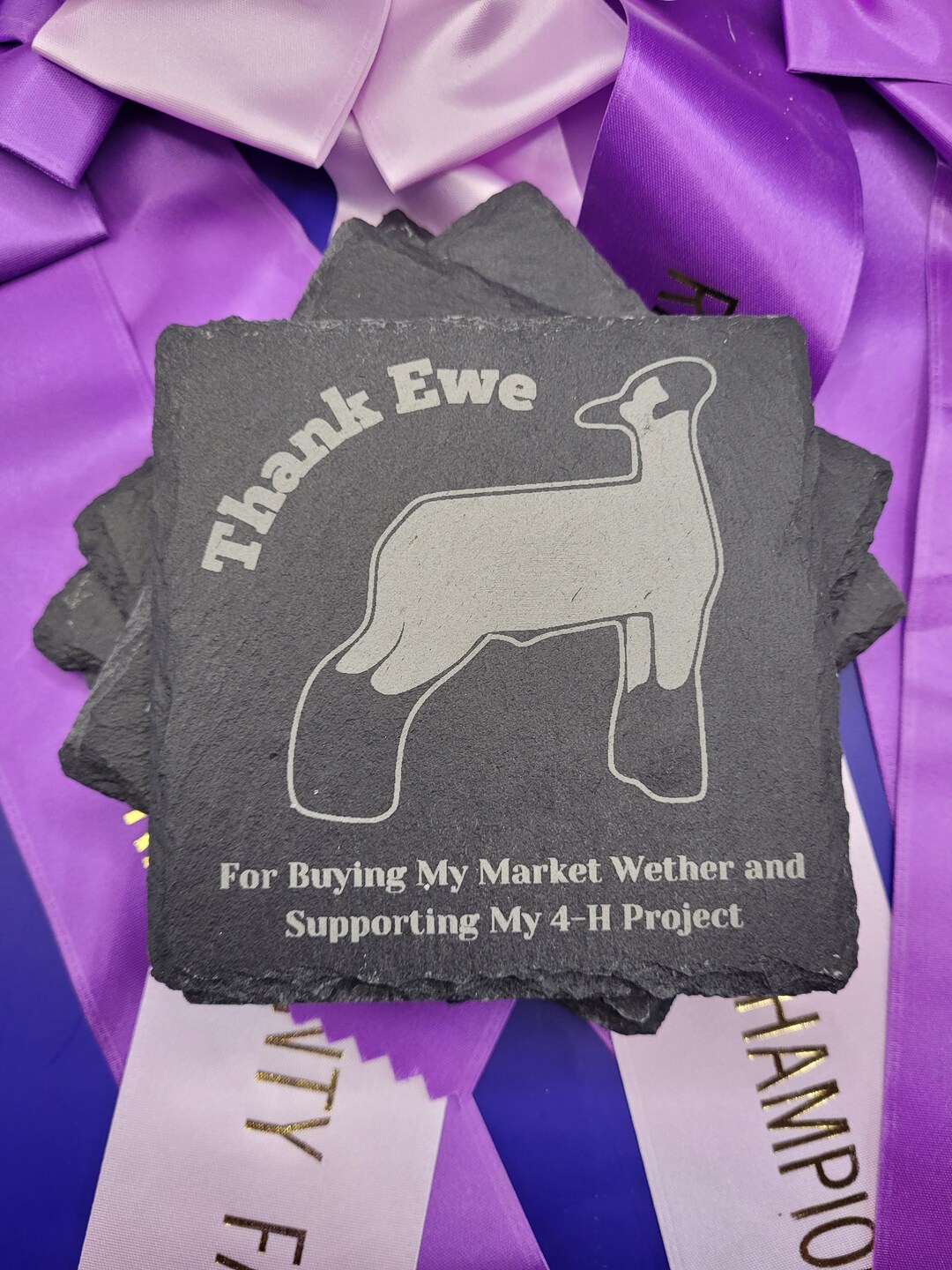 Custom Show Sheep Slate Coaster Set: Thank Ewe Gift - Etsy