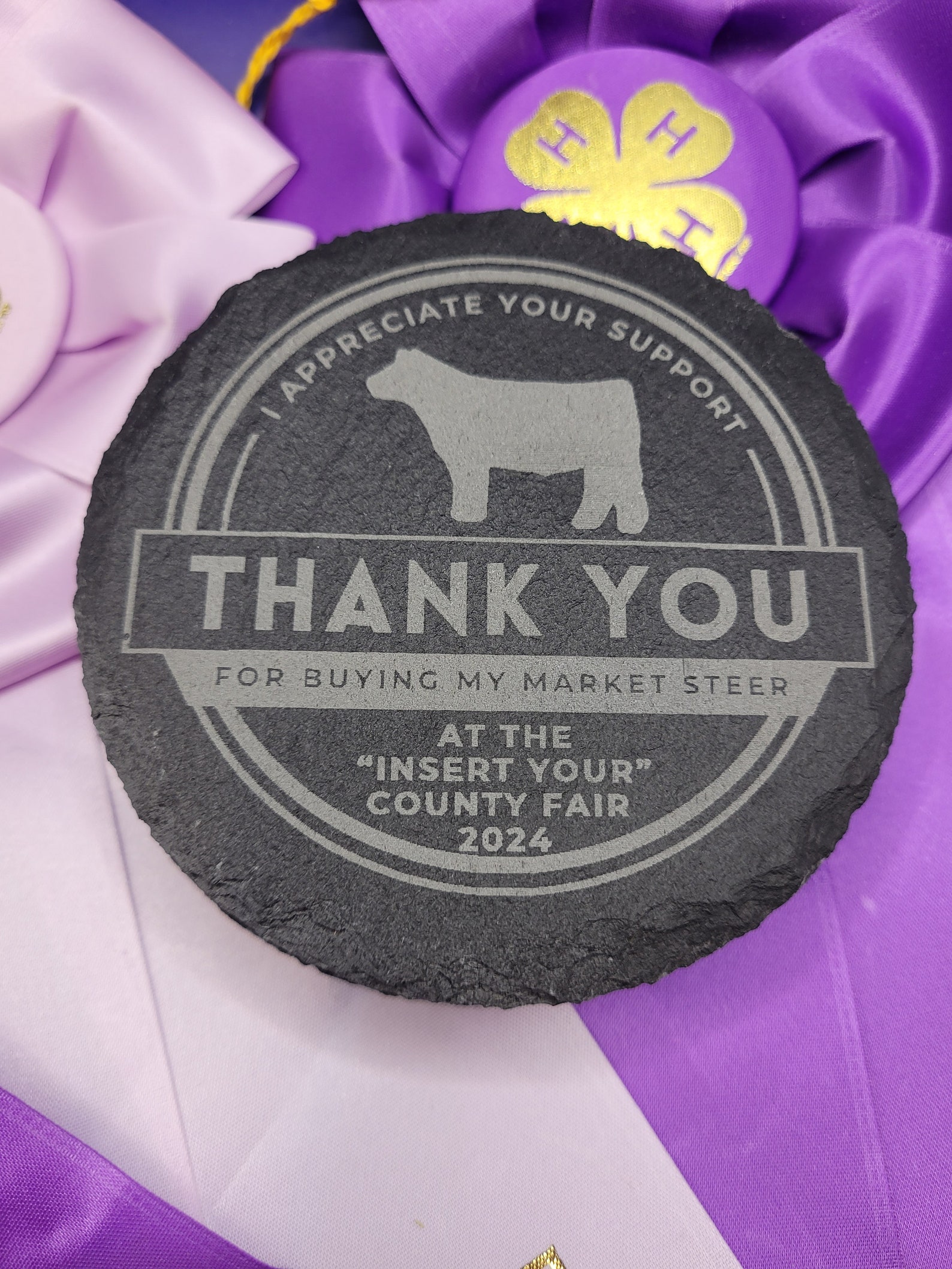 Custom Show Cattle Slate Coaster Set: Market Steer Buyer Gift - Etsy