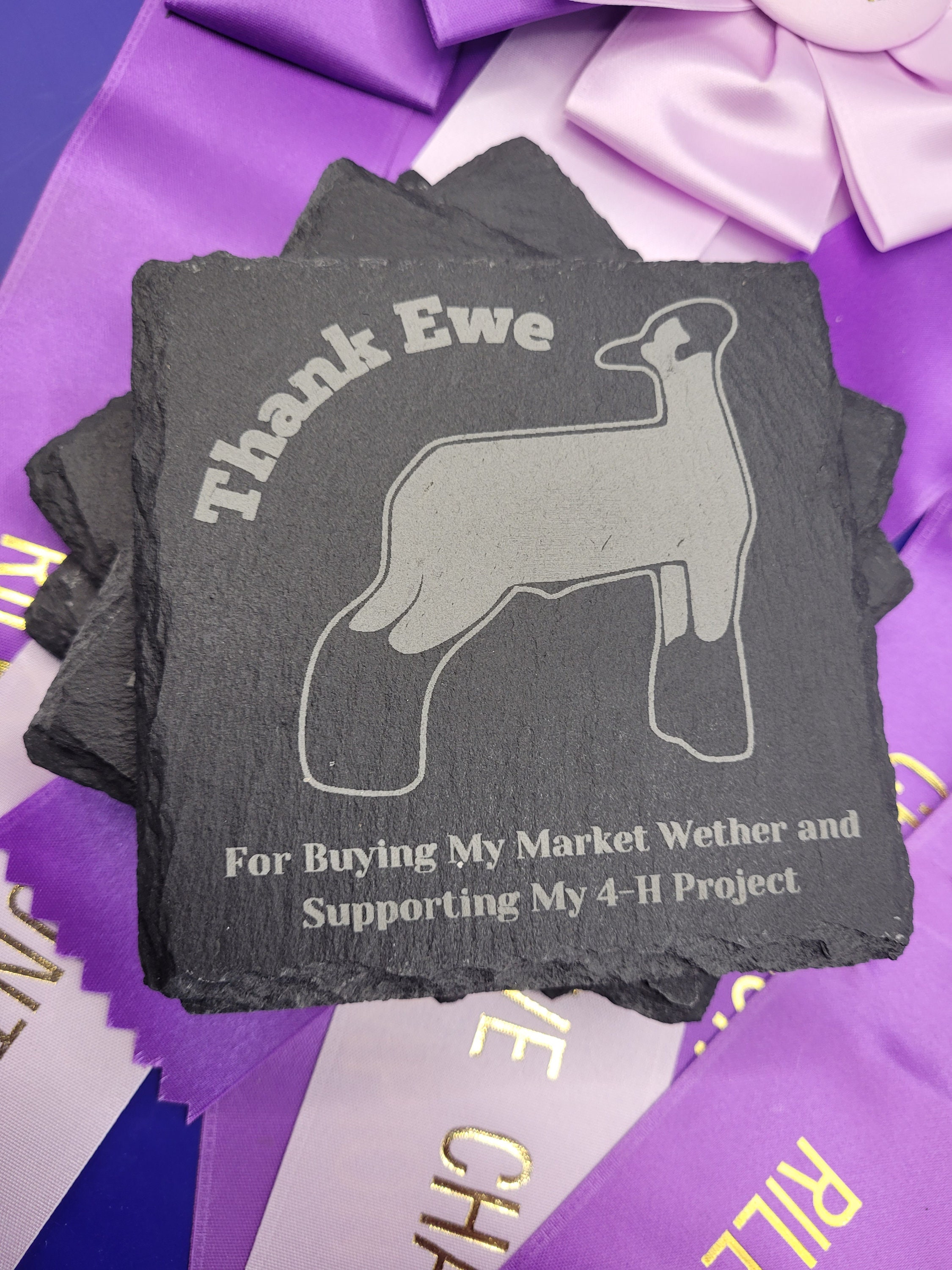 Custom Show Sheep Slate Coaster Set: Thank Ewe Gift - Etsy