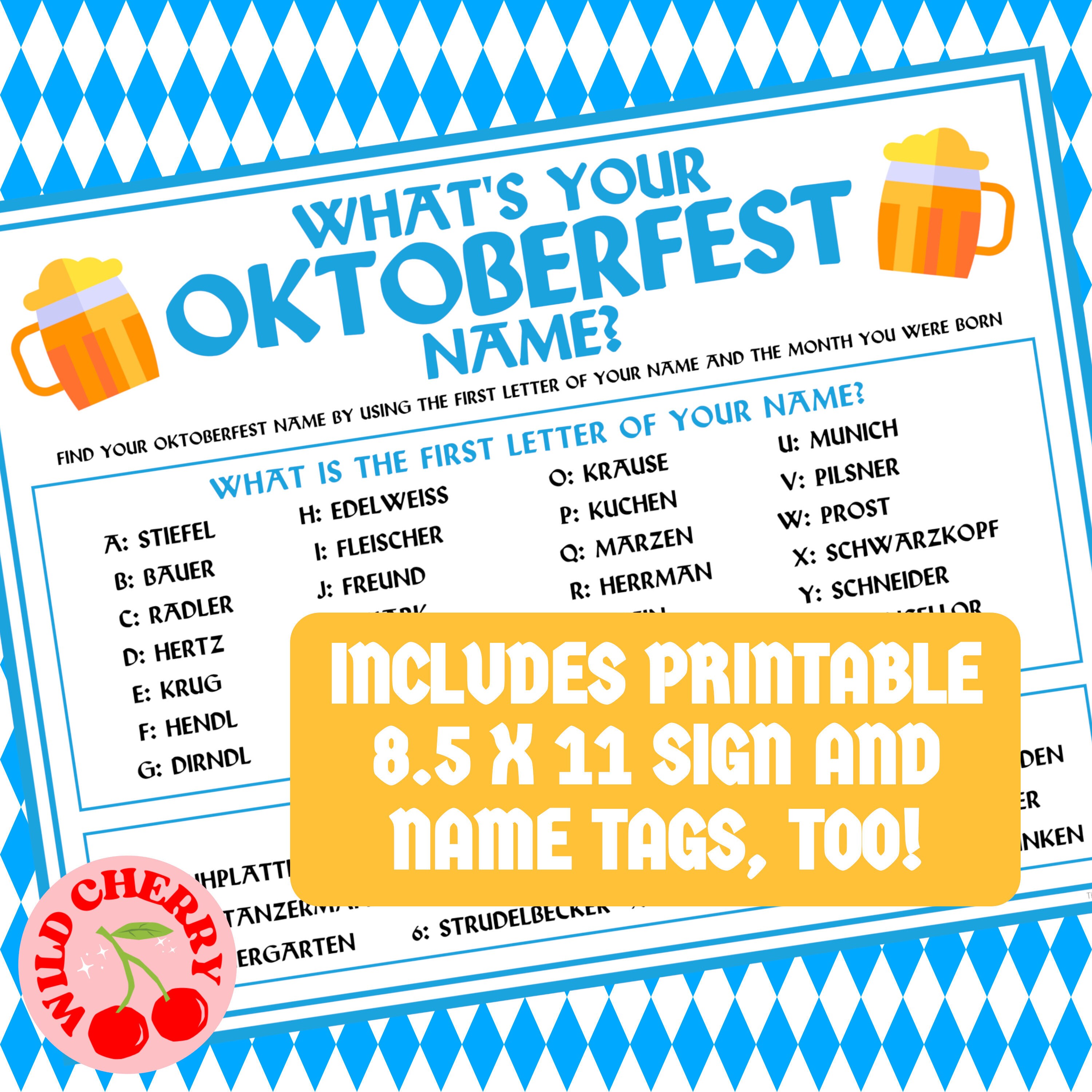 Oktoberfest Game | What's Your Oktoberfest Name Game | Adult ...