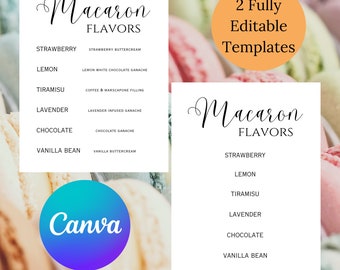 Editable Macaron Pricing List, Macaron Flavor List, Macaron Pricing ...