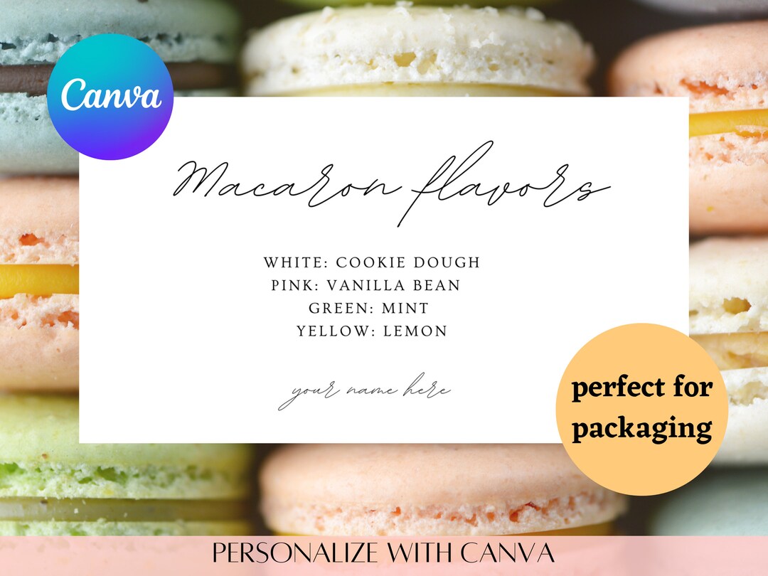 Editable Macaron Flavor Tags, Macaron Menu, Baking Tags, DIY Menu ...