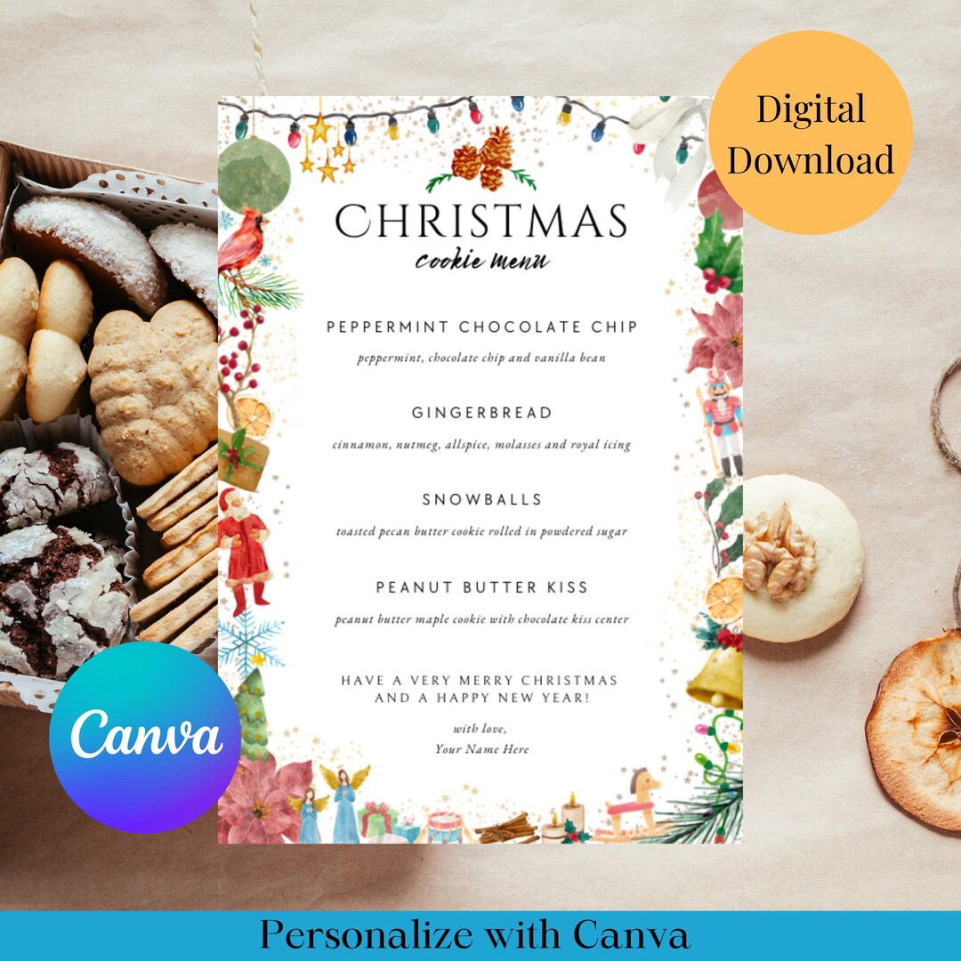 Christmas Cookie Flavor Template, Cookie Flavor Menu, Christmas Menu ...