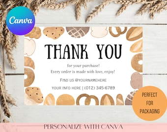 Bakery Thank You Card, Thank You Card, Instant Download, Canva Editable ...