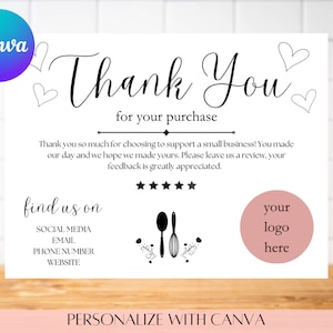 Bakery Thank You Card, Thank You Card, Canva Editable, Bakery Business ...