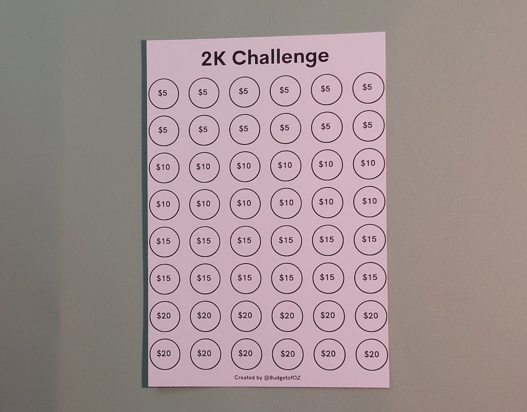 Printable A5 2K Savings Challenge Tracker - Etsy