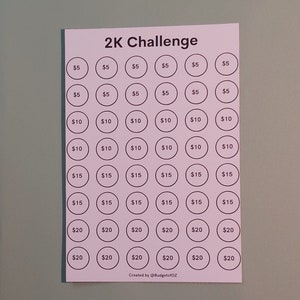 Printable A5 2K Savings Challenge Tracker - Etsy