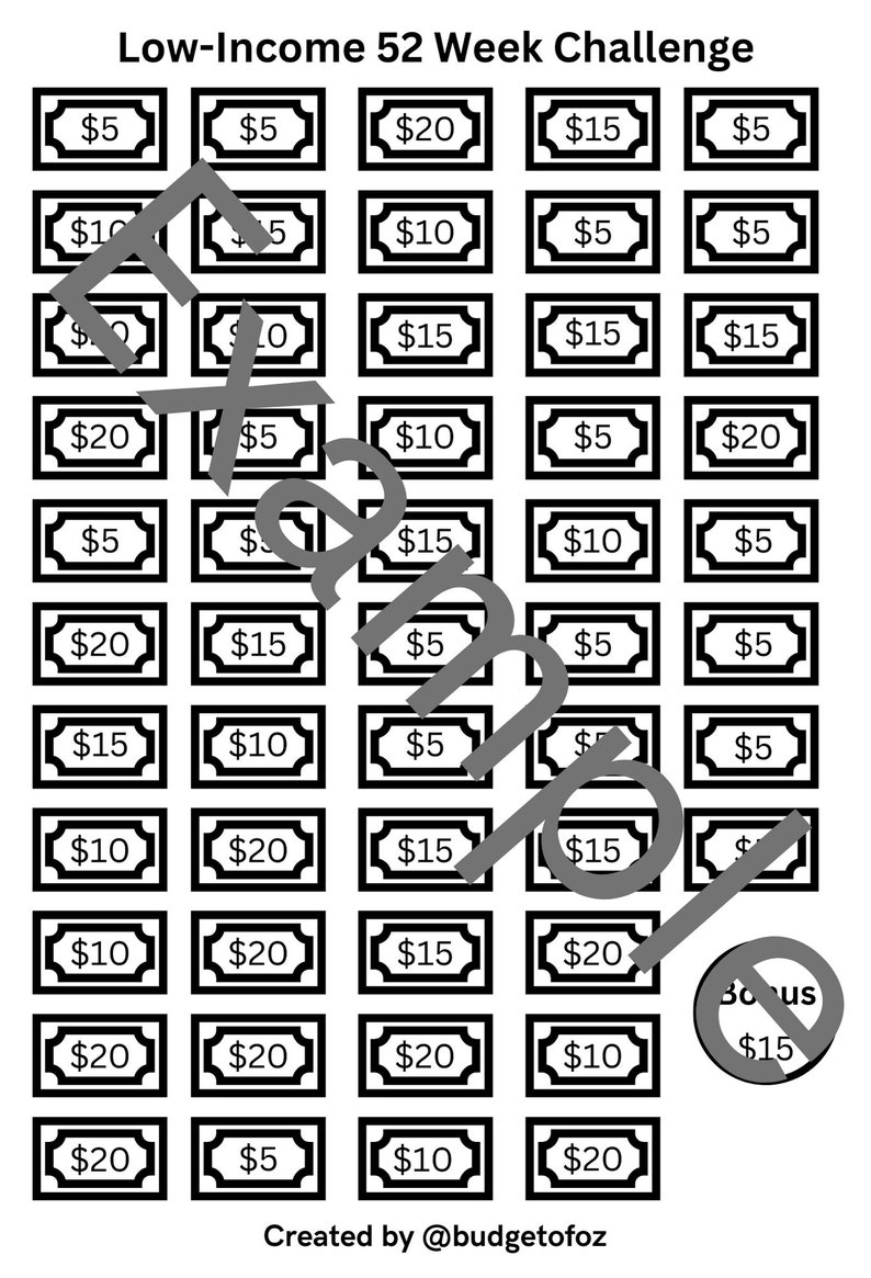 Printable A5 52-week Savings Challenge - Low Income - Etsy